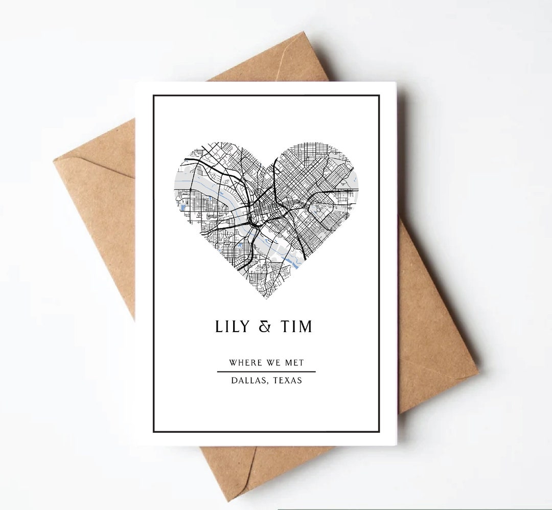 Anniversary Card, Custom Location Map Card, Where We Engaged, Our First ...
