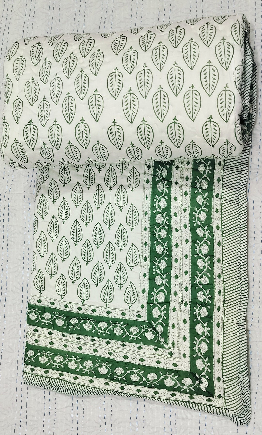Hand Block Print Cotton Quilt, Lightweight Reversible Razai - Etsy