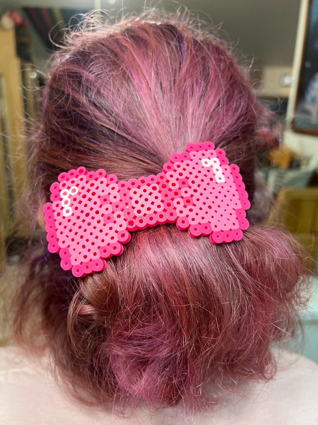 Handmade Colorful Anime Style Hair Clip – 4” Fuse Bead Art Bow - Etsy