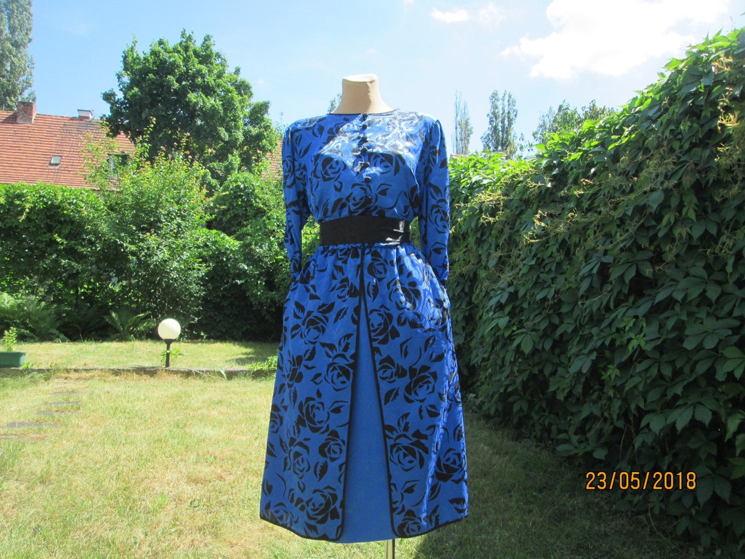 Vintage FINK MODELL Midi Dress: Ultramarine, Blue, Silky Polyester ...