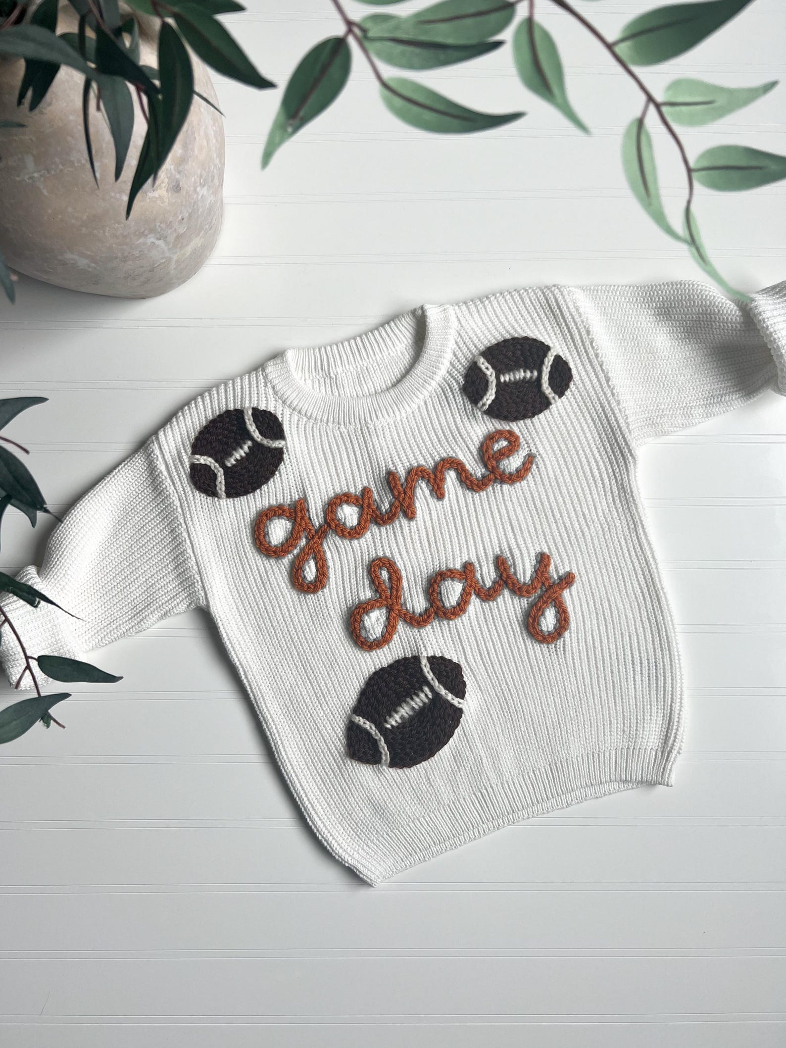 Hand Embroidered Game Day Sweater: Personalized Cotton Baby/toddler ...