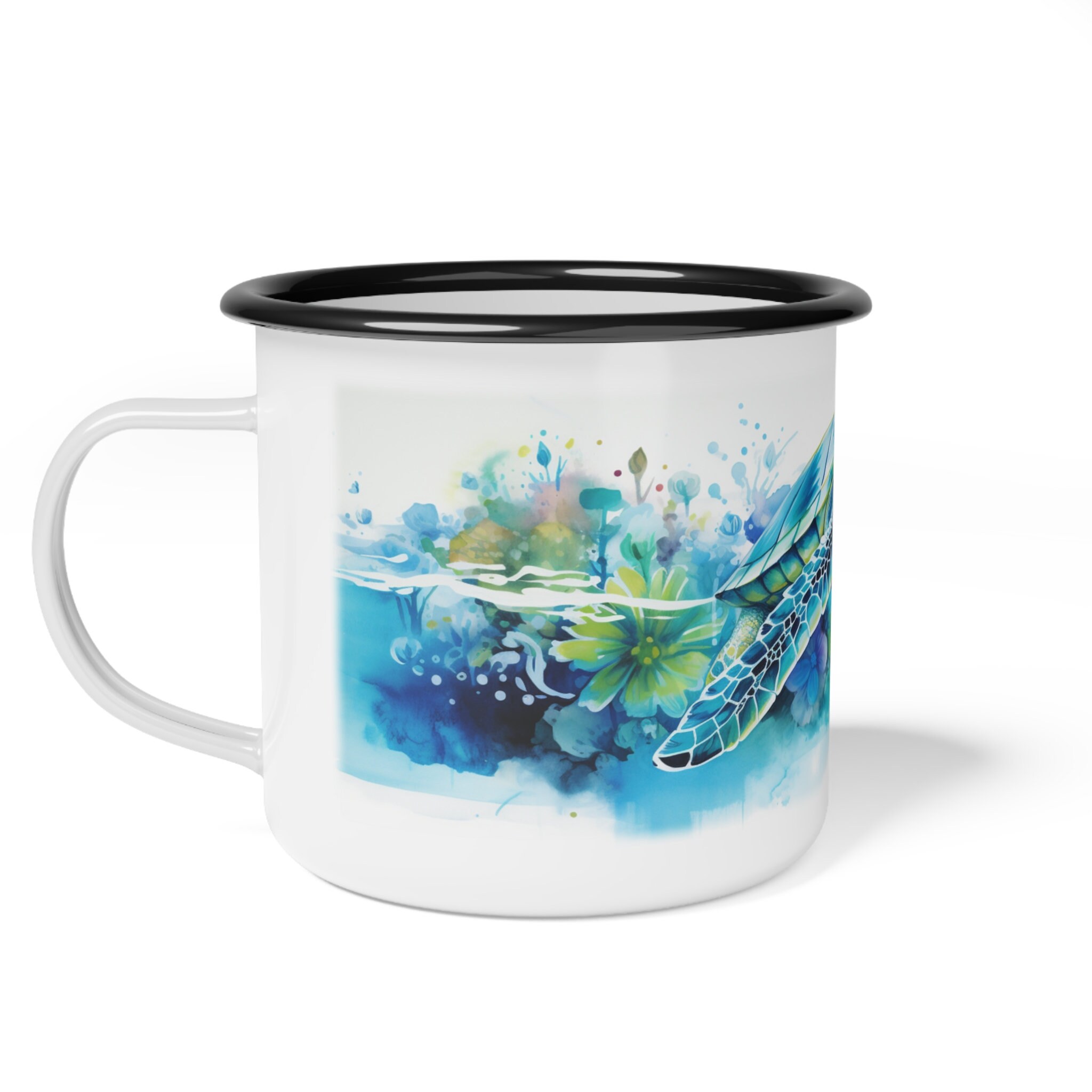Ocean Majesty Enamel Mug 12oz Sea Turtle Design for Nature Enthusiasts ...