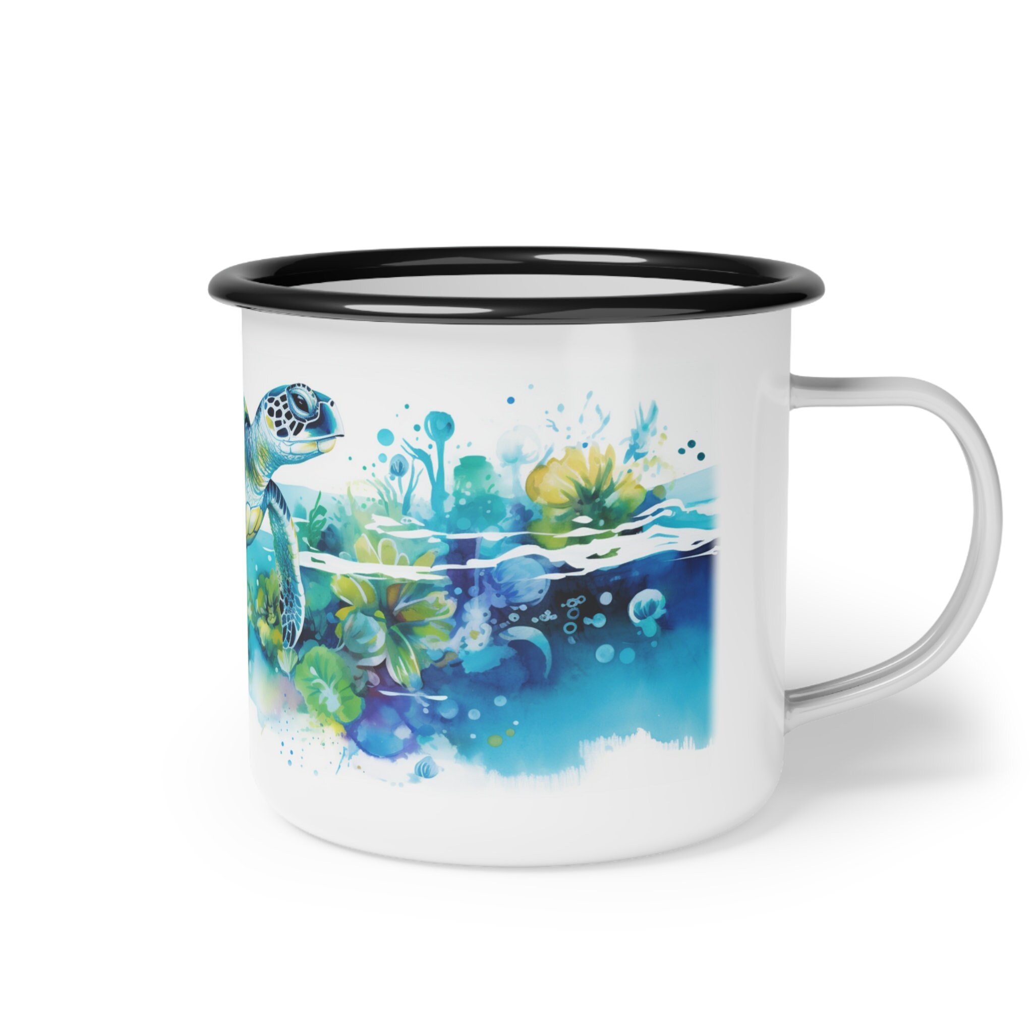 Ocean Majesty Enamel Mug 12oz Sea Turtle Design for Nature Enthusiasts ...