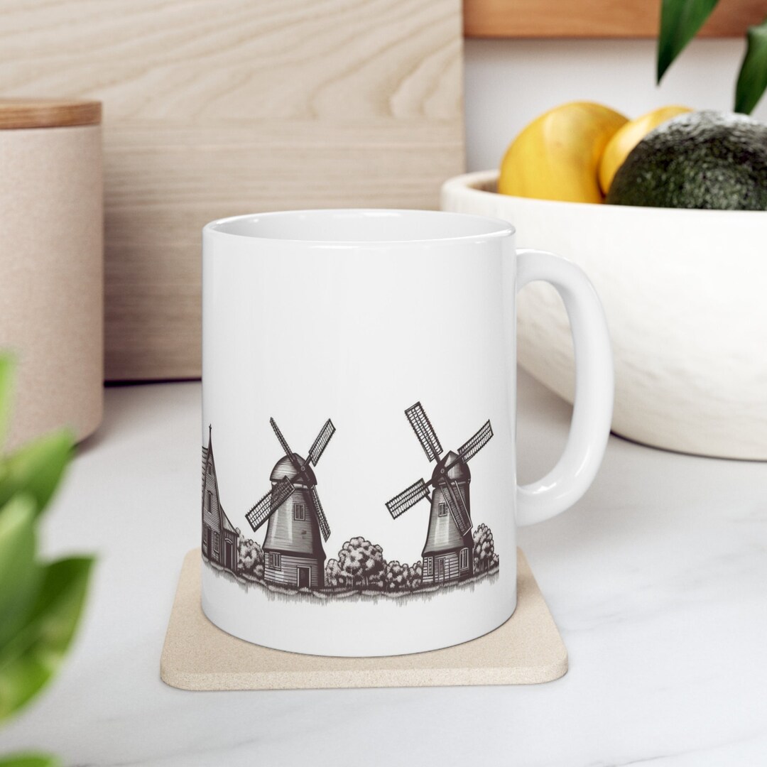 Go Dutch With a Twist Windmill-themed Enamel Mug Perfect for ...
