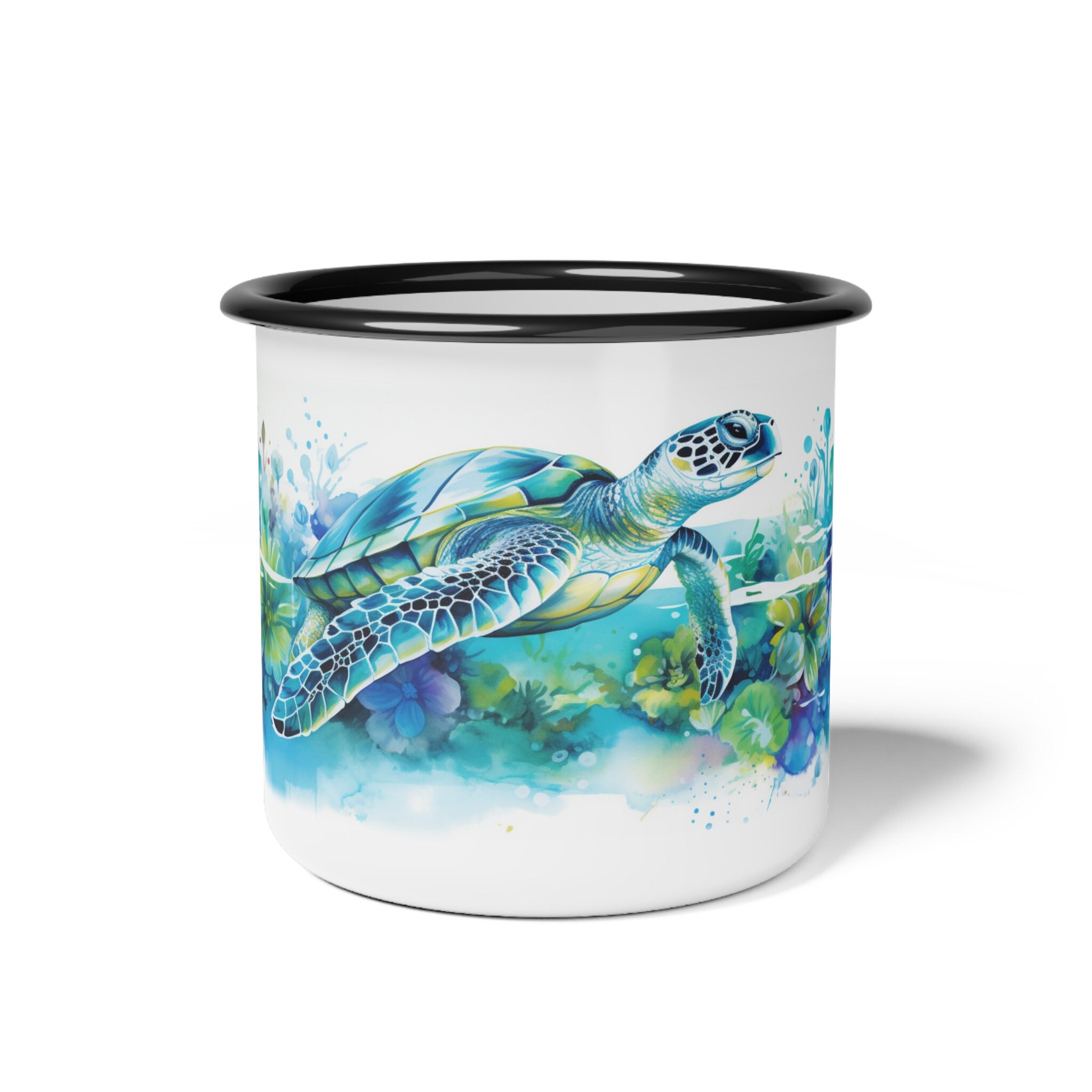 Ocean Majesty Enamel Mug 12oz Sea Turtle Design for Nature Enthusiasts ...
