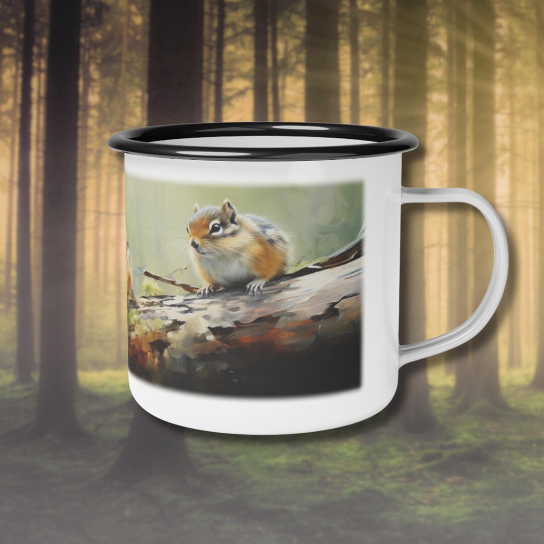 Chipmunk Adventure Enamel Mug - 12oz Forest Friends Camping Mug ...