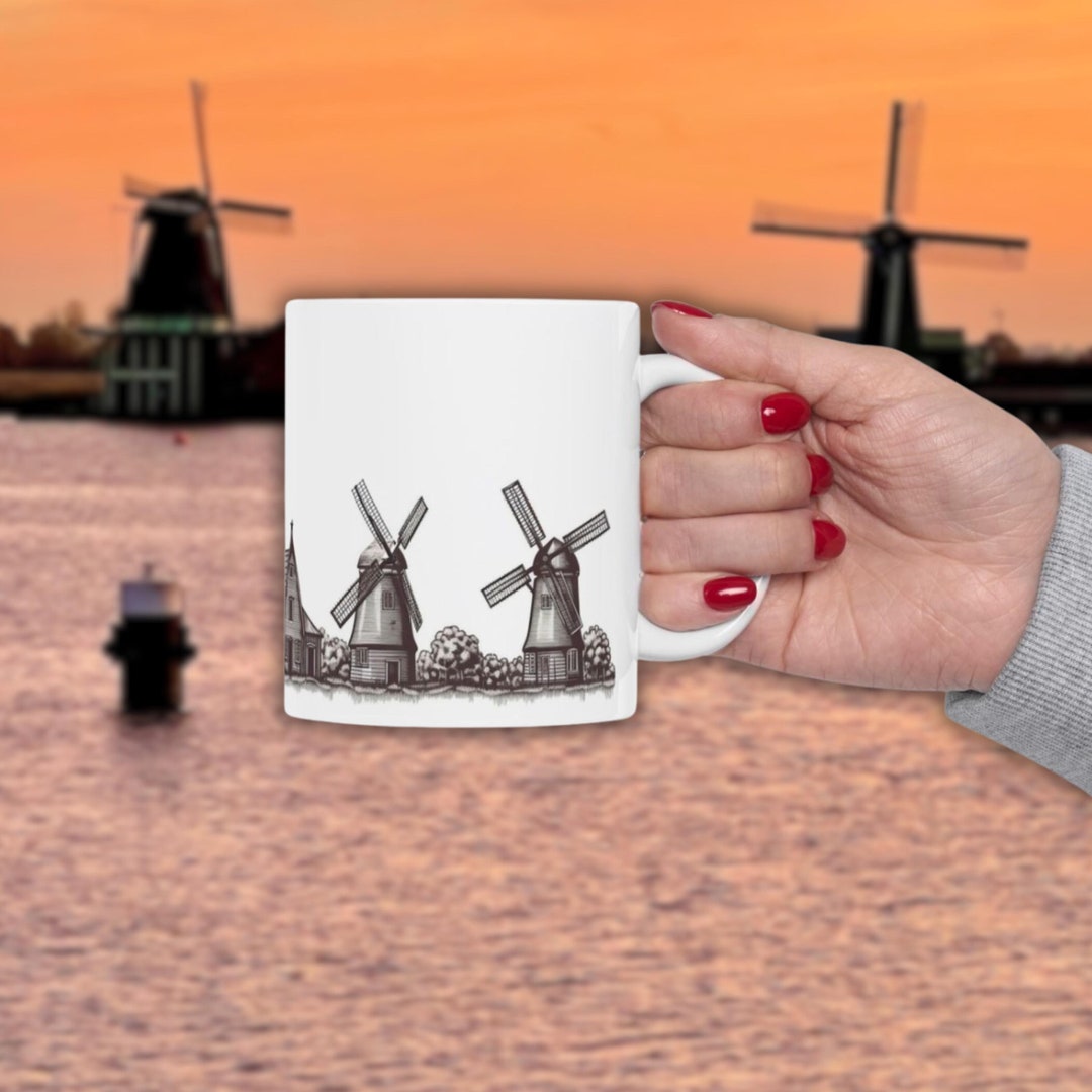 Go Dutch With a Twist! - Windmill-themed Enamel Mug Perfect for ...