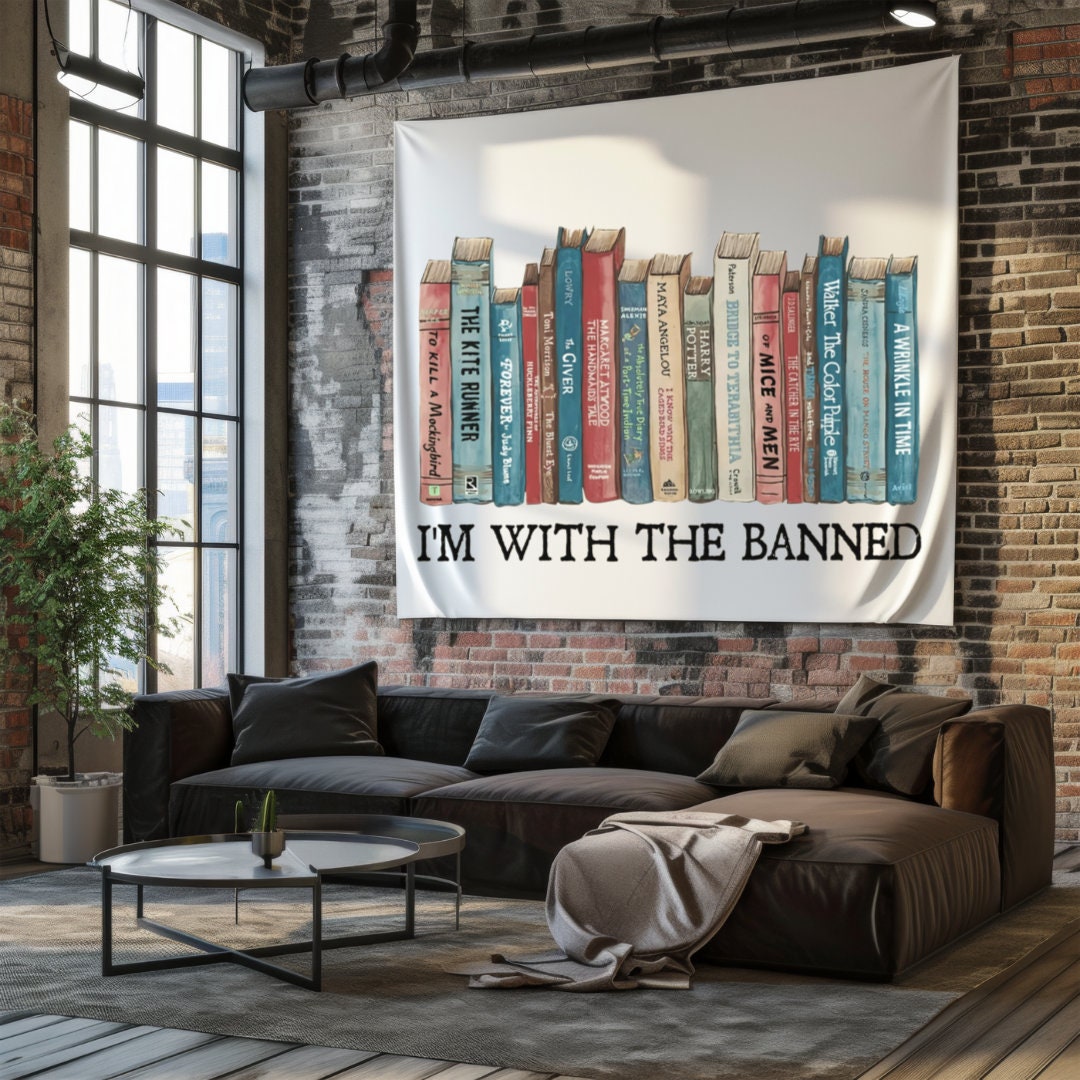 I'm With the Banned Tapestry Banned Books Decor Read Banned Books Im ...