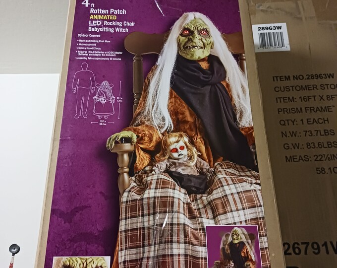 Home Accents Holiday 4 Ft Animated Led Rocking Chair Babysitting Witch ...