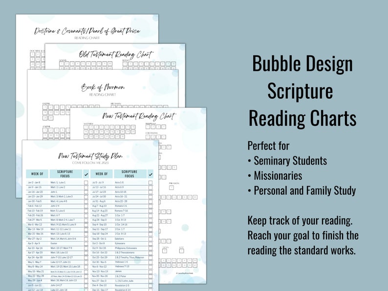 LDS Scripture Reading Chart Book of Mormon Reading Chart - Etsy