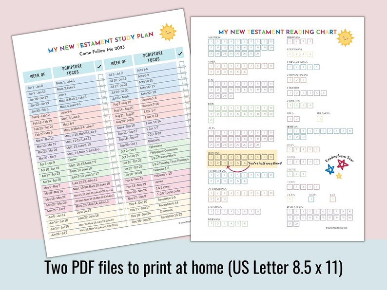 New Testament Reading Chart for Kids Bible Reading Come - Etsy
