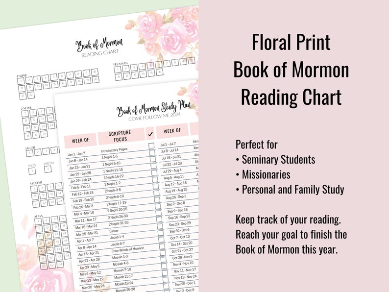 Book of Mormon Reading Chart | Book of Mormon Reading Tracker | Book of ...