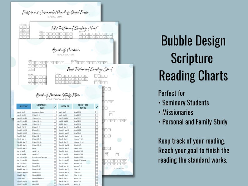 LDS Scripture Reading Chart | Book of Mormon Reading Chart | New ...