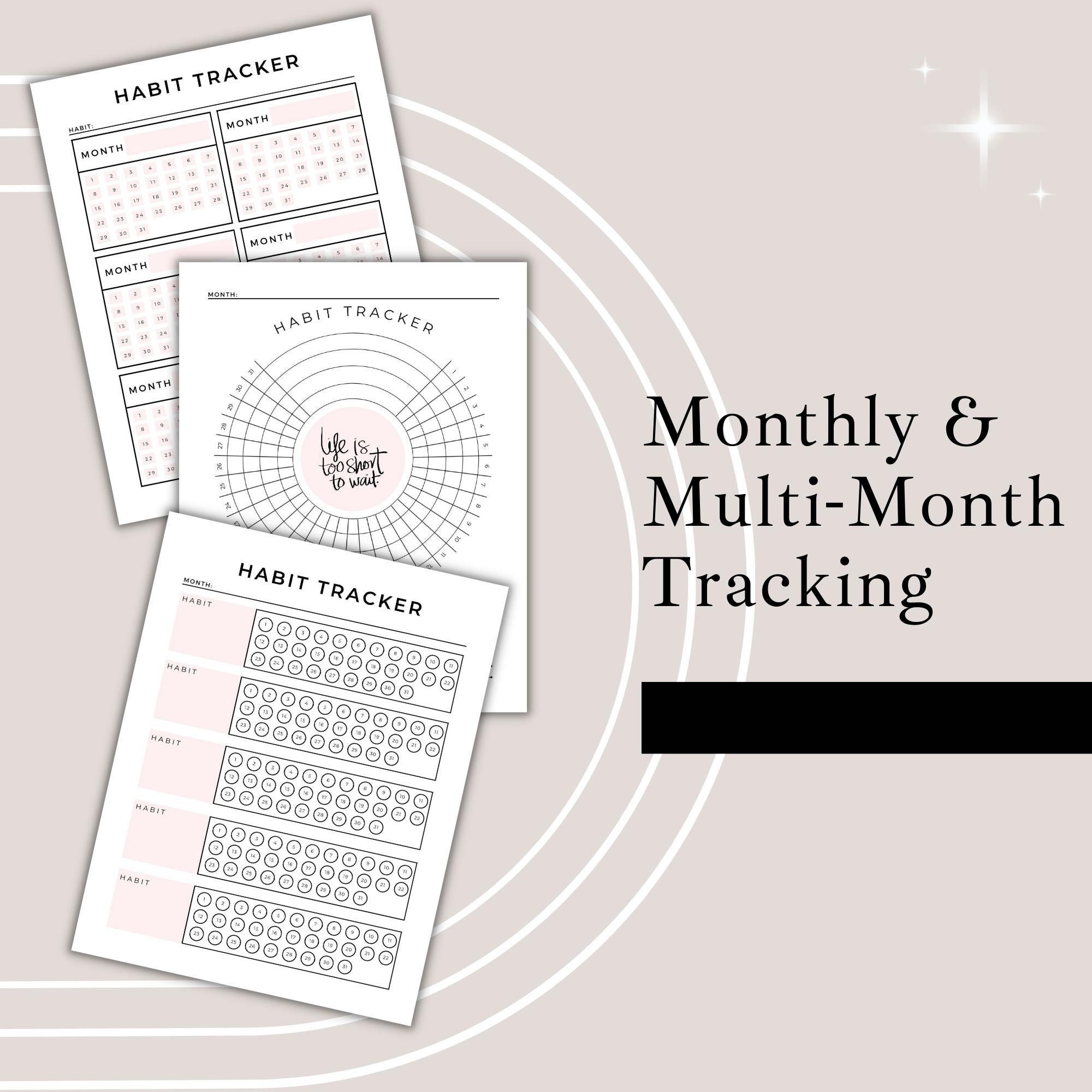 Printable Monthly Habit Tracker | Daily, Weekly, Monthly Habit Tracker ...