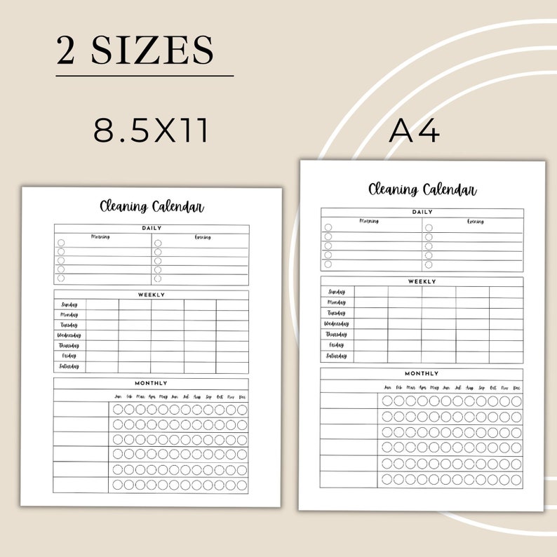 Printable Cleaning Checklist | Daily, Weekly, Monthly Schedule (PDF) - Etsy