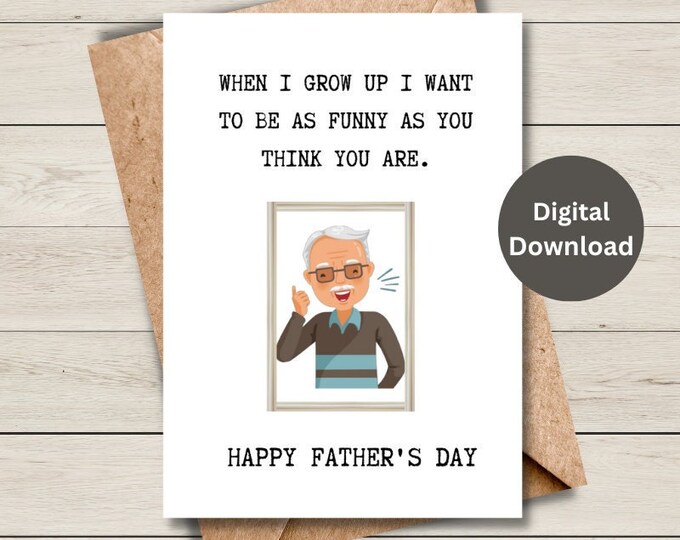 Funny Printable Father's Day Card for Him, Printable Father's Day, Card ...