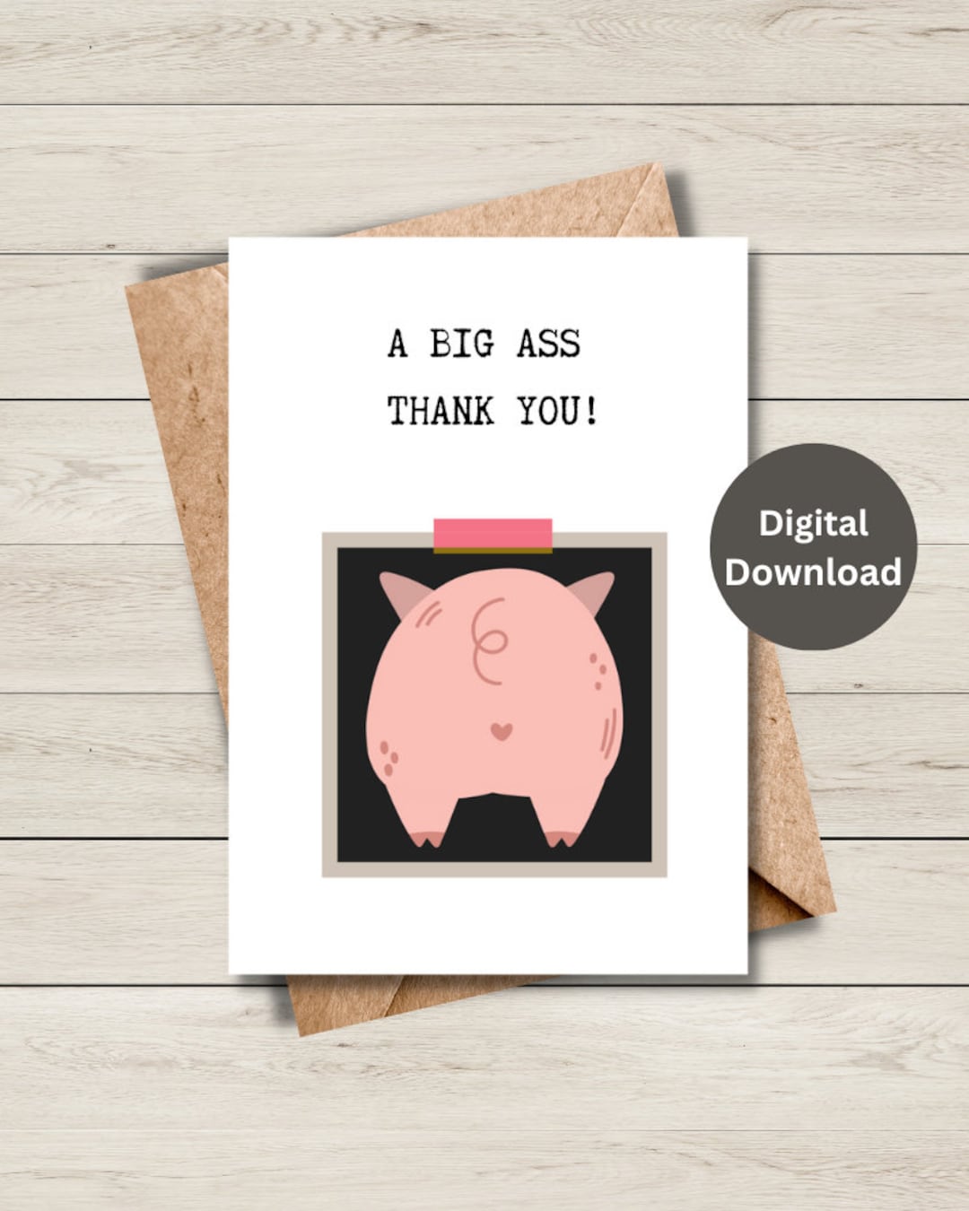Funny Thank You Card, Printable Thank You Card Funny, Digital Thank You ...