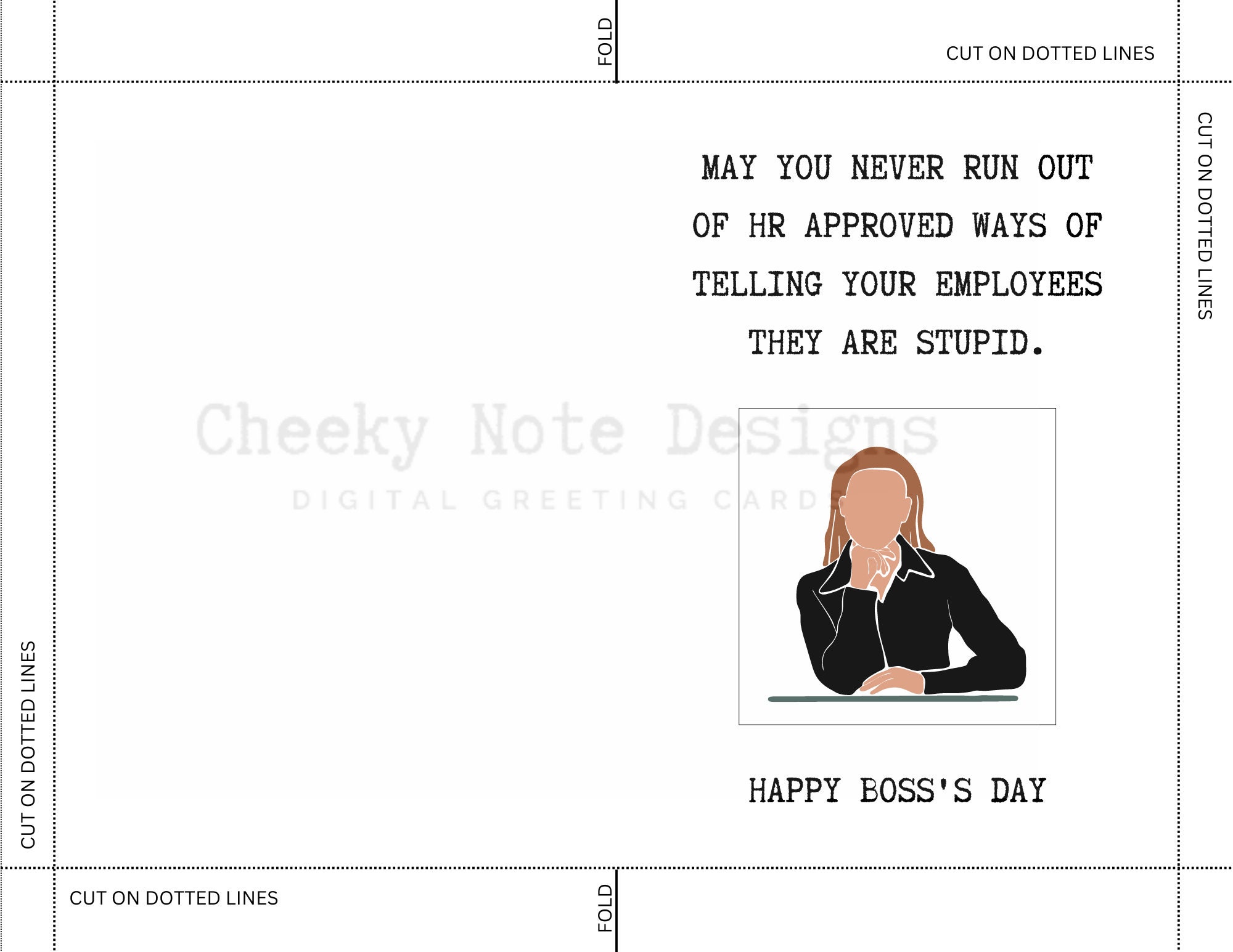 Funny Printable Boss's Day Card, Printable Boss's Day Card for Her ...