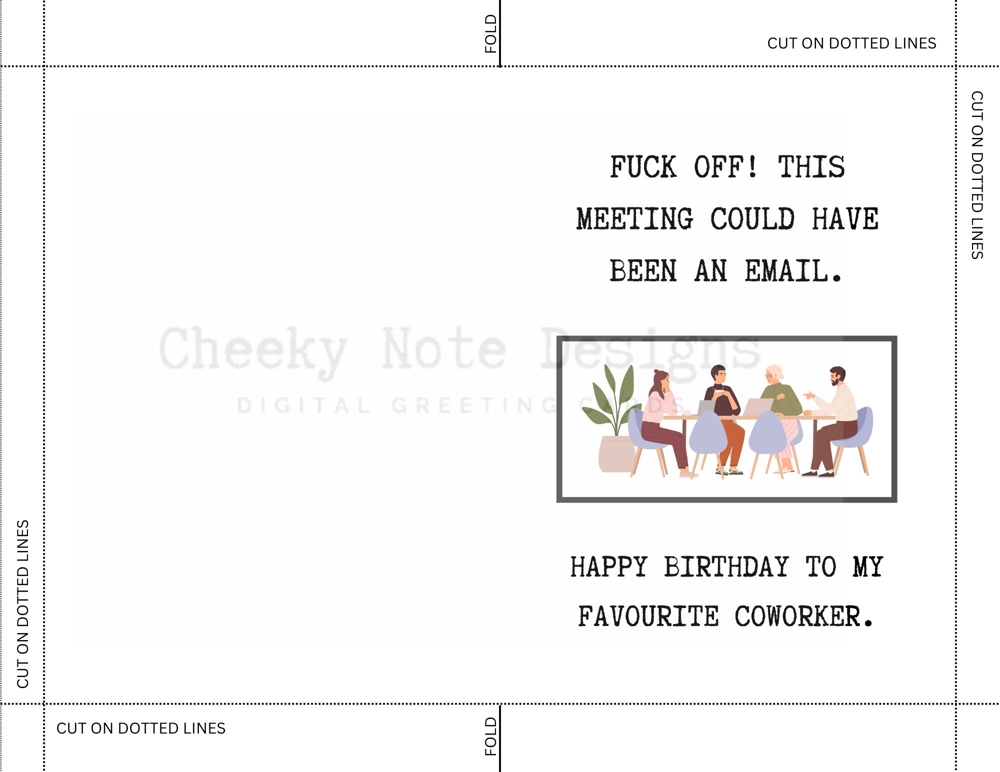 Printable Birthday Card Coworker, Printable Birthday Day Card Funny ...