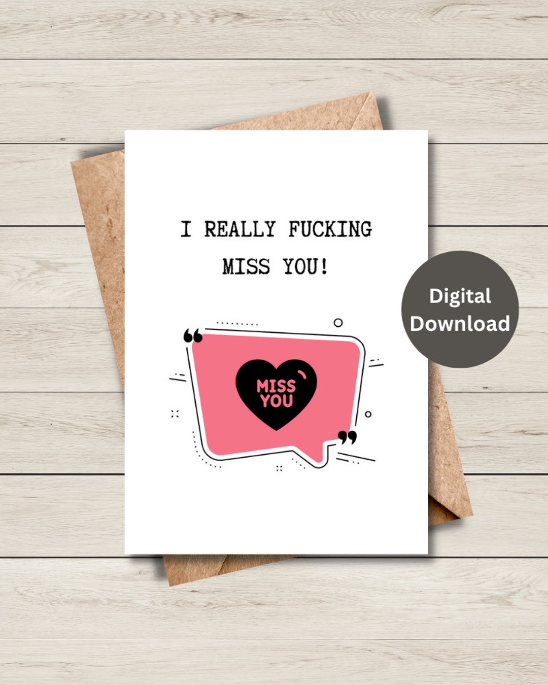 Printable Miss You Card Printable Missing You Card Funny Digital