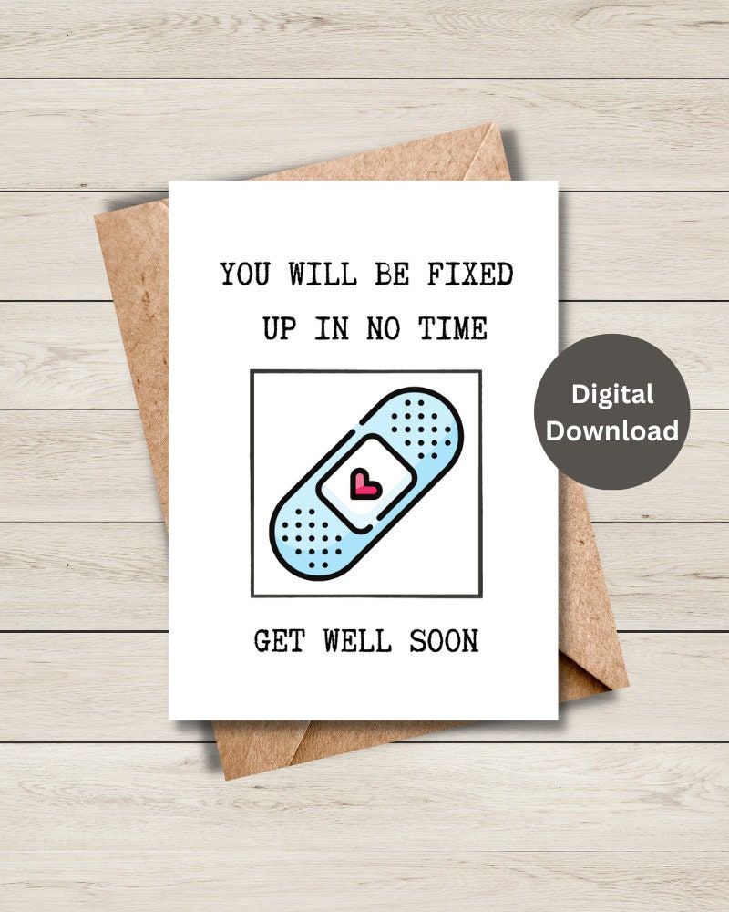 Printable Get Well Card, Printable Get Well Card Funny, Digital Get ...