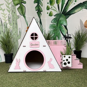Modern Two-story Rabbit House: Indoor Bunny Castle With Stairs - Etsy
