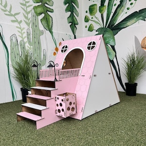 Modern Two-story Rabbit House: Indoor Bunny Castle With Stairs - Etsy