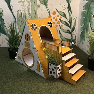 Modern Two-story Bungalow Cat House: Indoor Cat Castle - Etsy