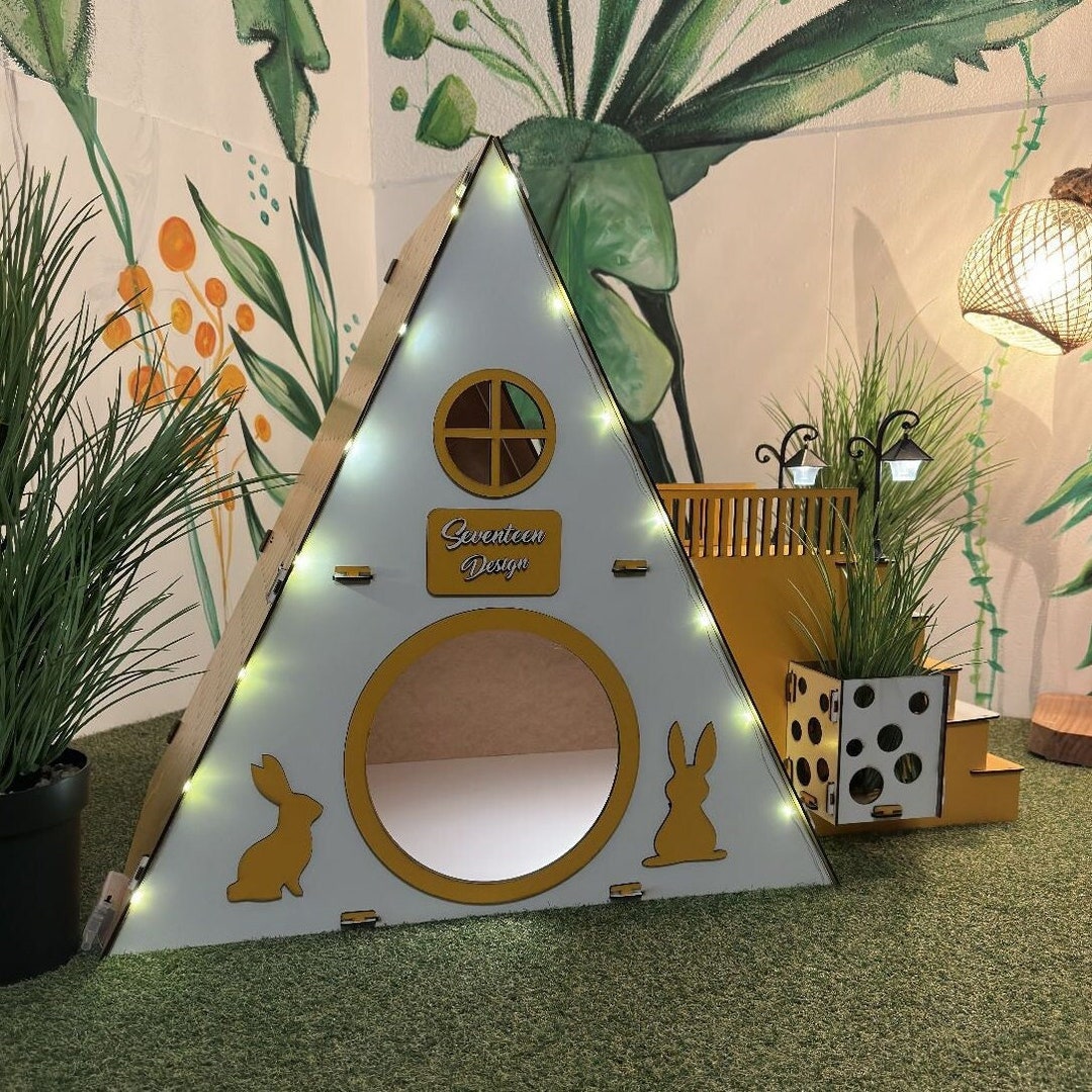 Bungalow Rabbit House,indoor Rabbit Castle, Rabbit Furniture, Extra ...