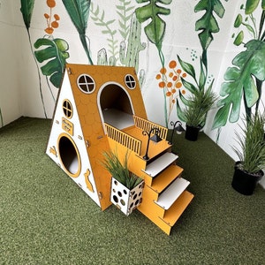 Bungalow Rabbit House,indoor Rabbit Castle, Rabbit Furniture, Extra ...