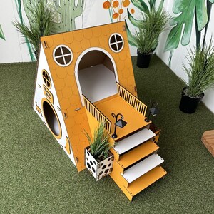 Modern Two-story Bungalow Cat House: Indoor Cat Castle - Etsy