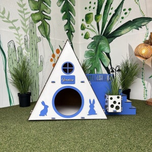 Modern Two-story Rabbit House: Indoor Bunny Castle With Stairs - Etsy