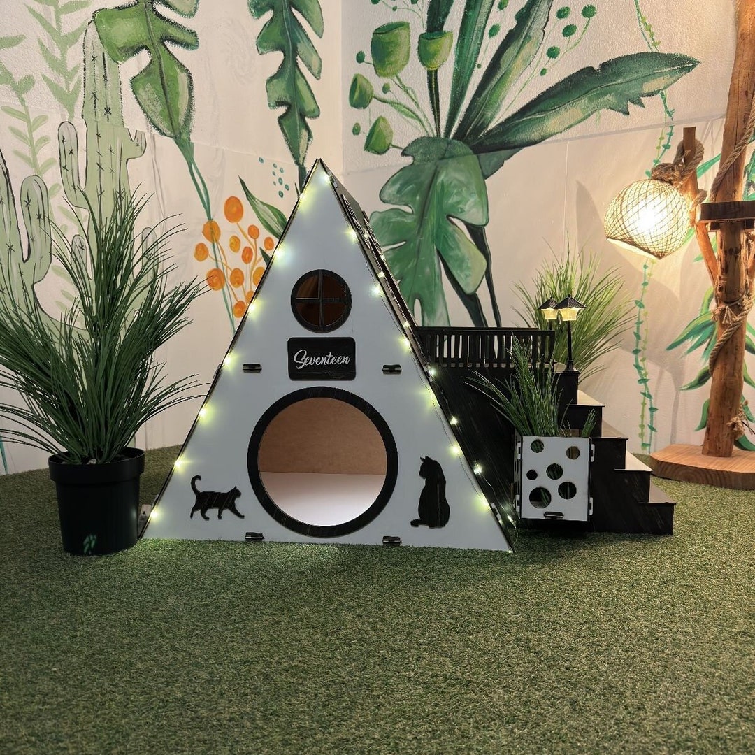 Modern Bungalow Cat House: Two-story Indoor Cat Castle - Etsy