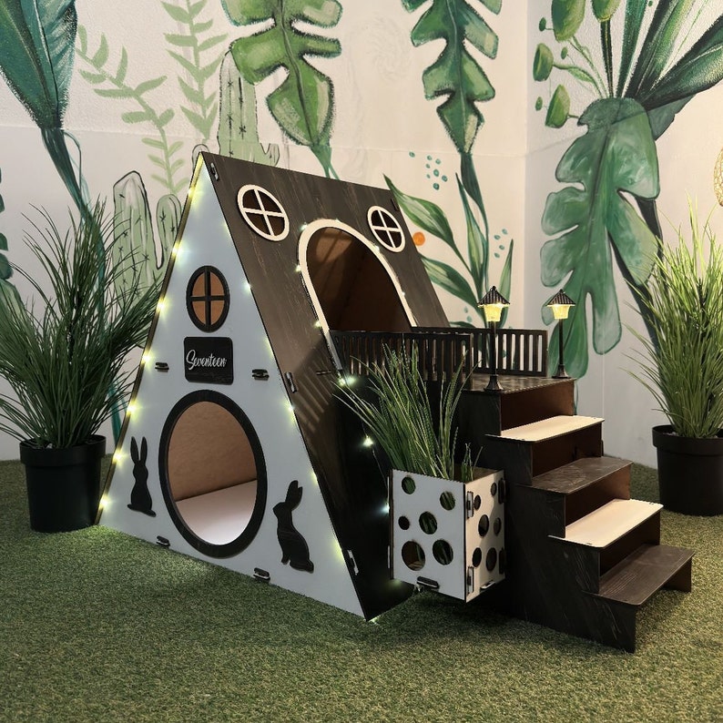 Two-story Rabbit House: Modern Indoor Castle, Bunny Bed - Etsy