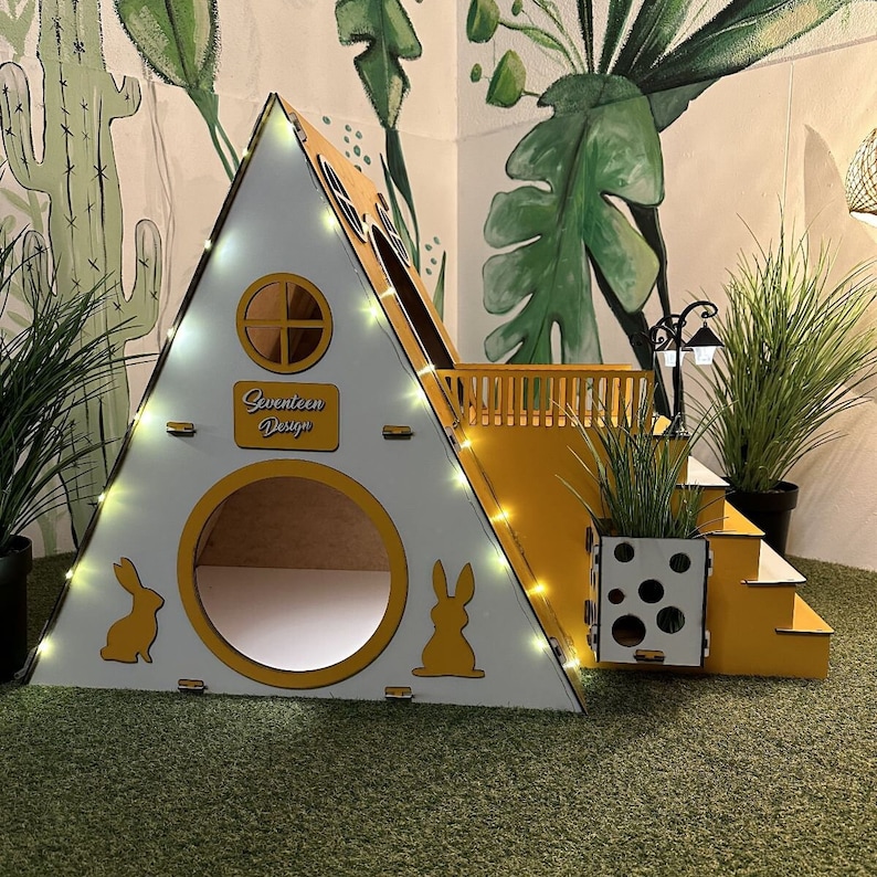 Bungalow Rabbit Houseindoor Rabbit Castle Rabbit Furniture - Etsy