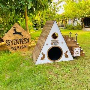 Bungalow Rabbit House,indoor Rabbit Castle, Rabbit Furniture, Extra ...