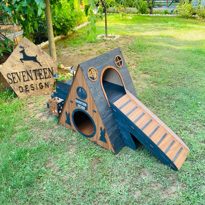 Modern Two-story Rabbit House: Indoor Rabbit Castle With Ramp - Etsy