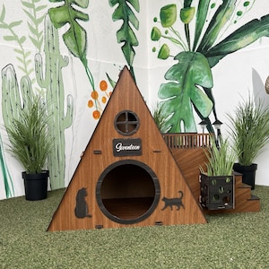 Modern Two-story Bungalow Cat House: Indoor Cat Castle - Etsy