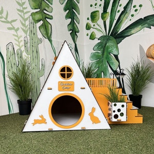 Bungalow Rabbit House,indoor Rabbit Castle, Rabbit Furniture, Extra ...