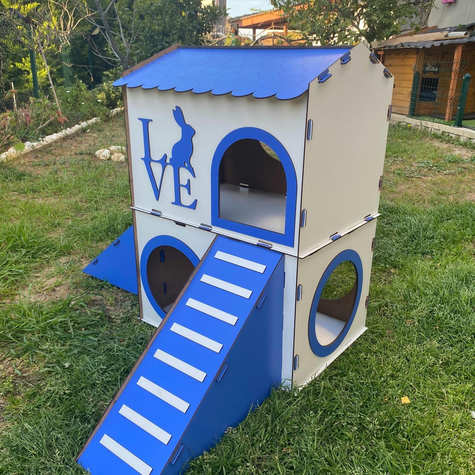 Two-story Wooden Rabbit House: Modern Rabbit Castle Furniture - Etsy