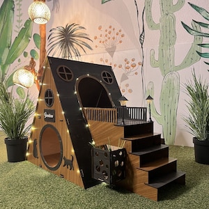 Modern Two-story Bungalow Cat House: Indoor Cat Castle - Etsy