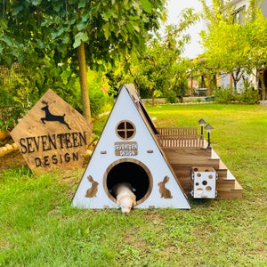 Bungalow Rabbit House,indoor Rabbit Castle, Rabbit Furniture, Extra ...