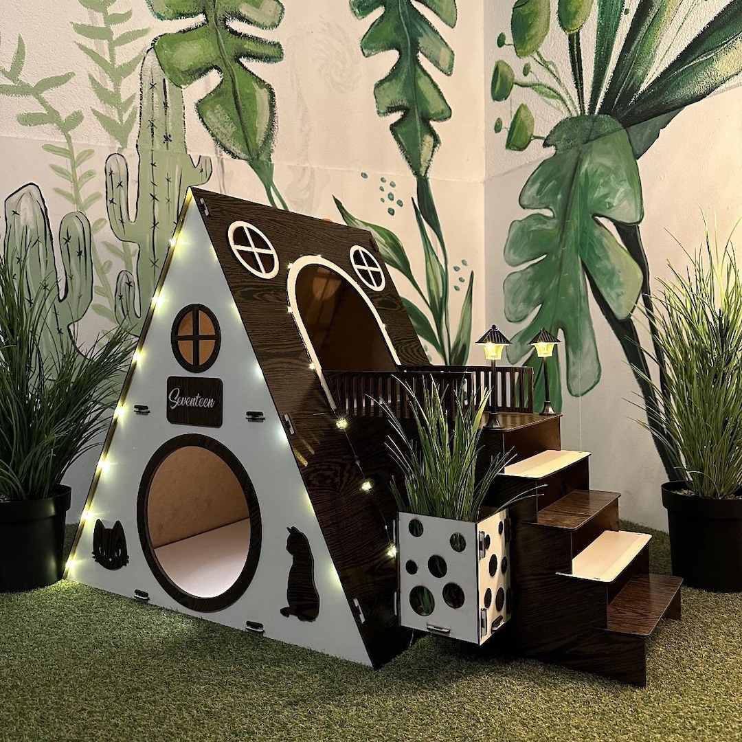 Bungalow Cat House,modern Cat House, Indoor Cat Castle, Cat Furniture ...