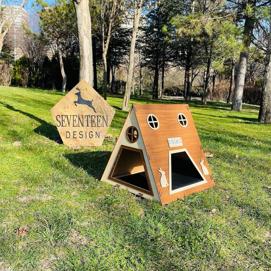 Bungalow Rabbit House, Modern Rabbit House, Wooden Rabbit Nest, Rabbit ...