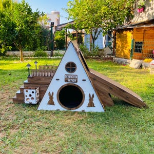 Modern Two-story Rabbit House: Indoor Bunny Castle With Slide - Etsy