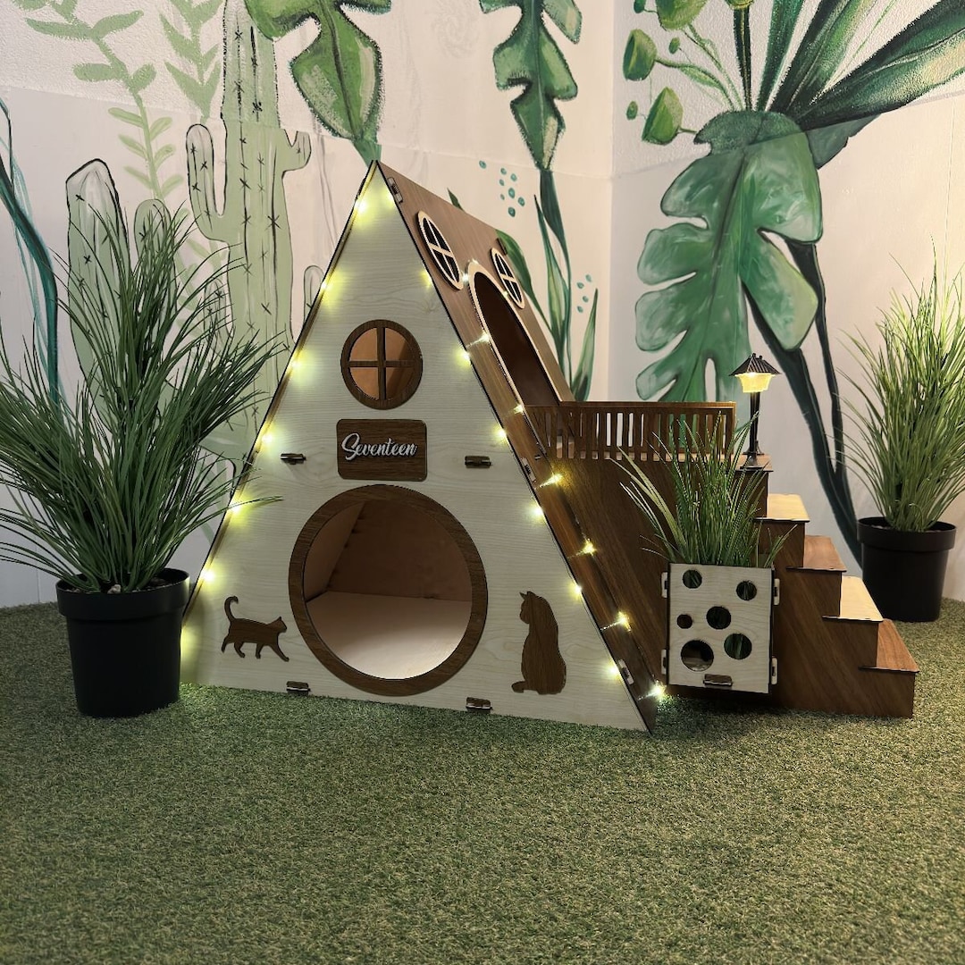 Modern Two-story Cat House: Indoor Cat Castle, Bungalow Design - Etsy