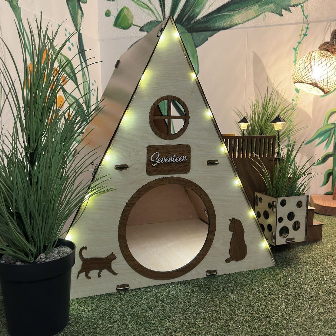 Modern Two-story Cat House: Indoor Cat Castle With Balcony - Etsy