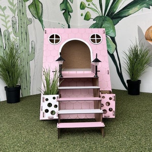 Modern Pink Cat House: Two-story Indoor Cat Castle - Etsy