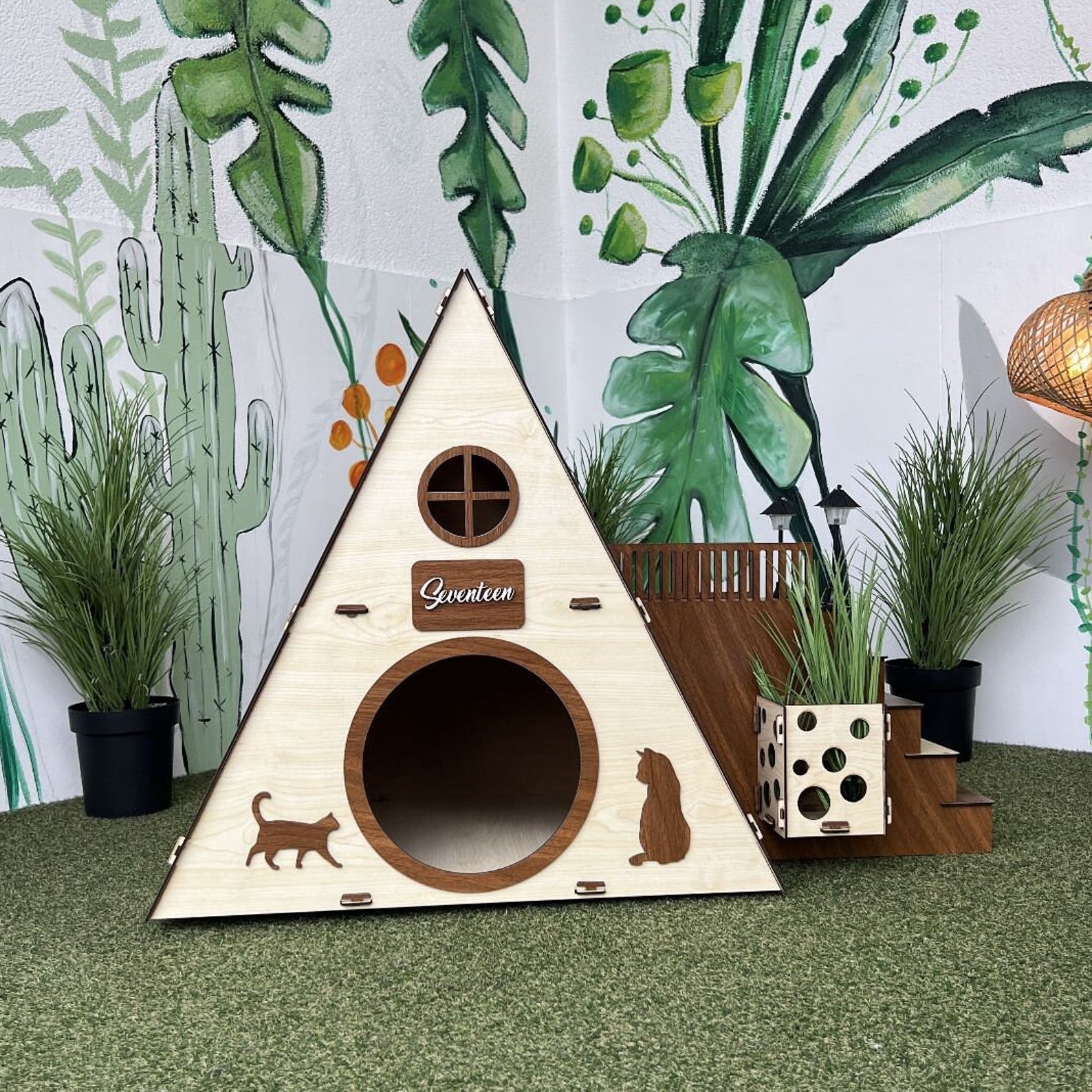 Modern Two-story Cat House: Indoor Cat Castle With Balcony - Etsy