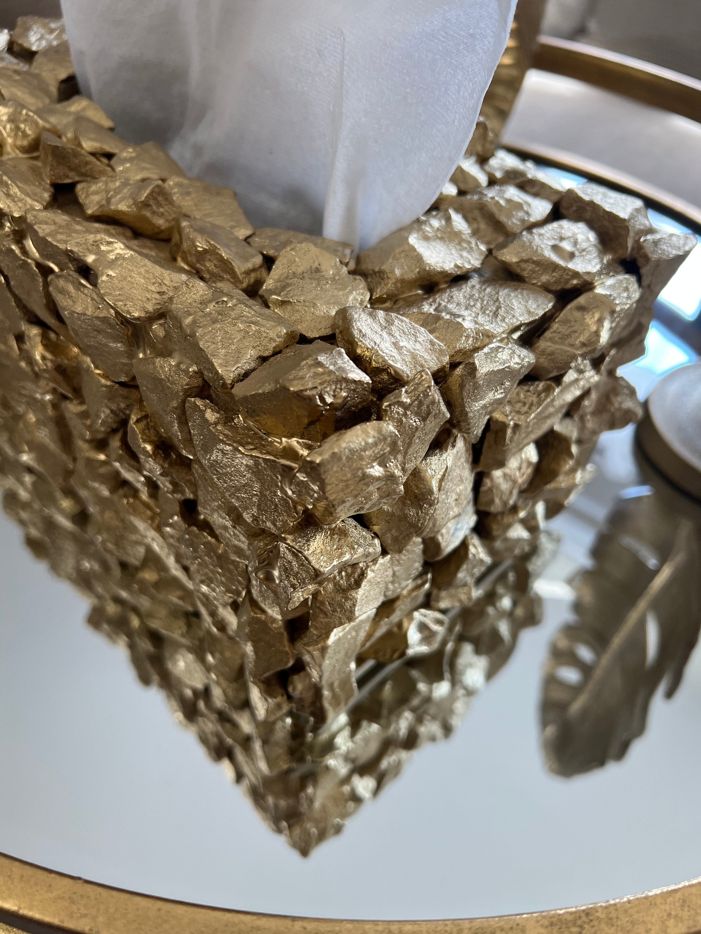 Handmade Gold Leaf Crystal Tissue Box Cover: Rectangular Bathroom Decor ...